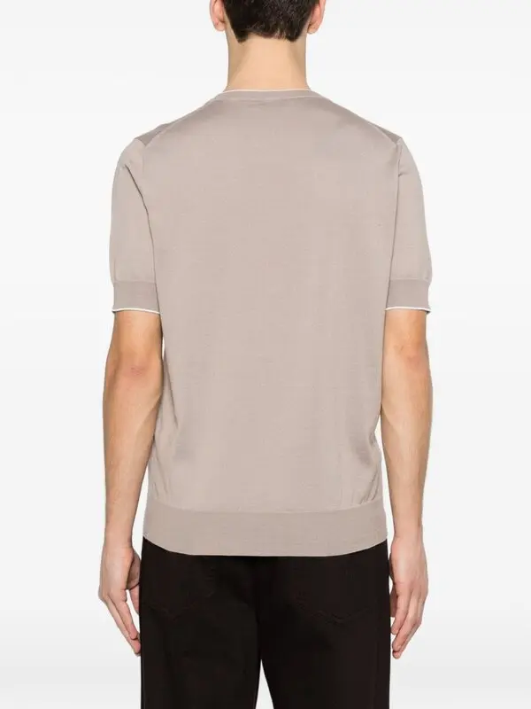 Brunello Cucinelli Knitted Cotton T-shirt - Brown