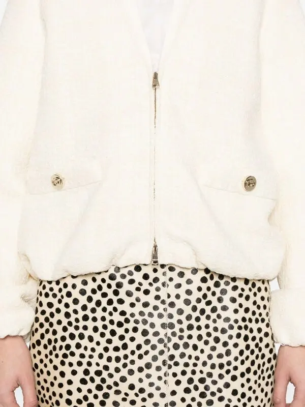 Gucci Cotton Tweed Bomber Jacket - Beige