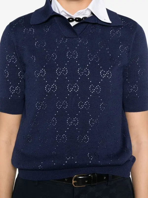 Gucci Gg Cotton And Silk Polo Shirt