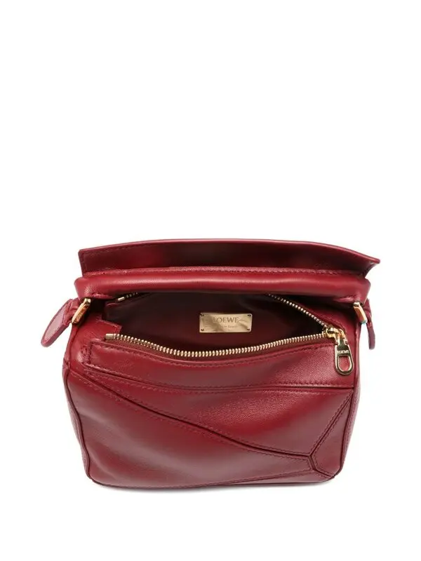 Loewe Puzzle Featherlight Mini Leather Handbag - Red
