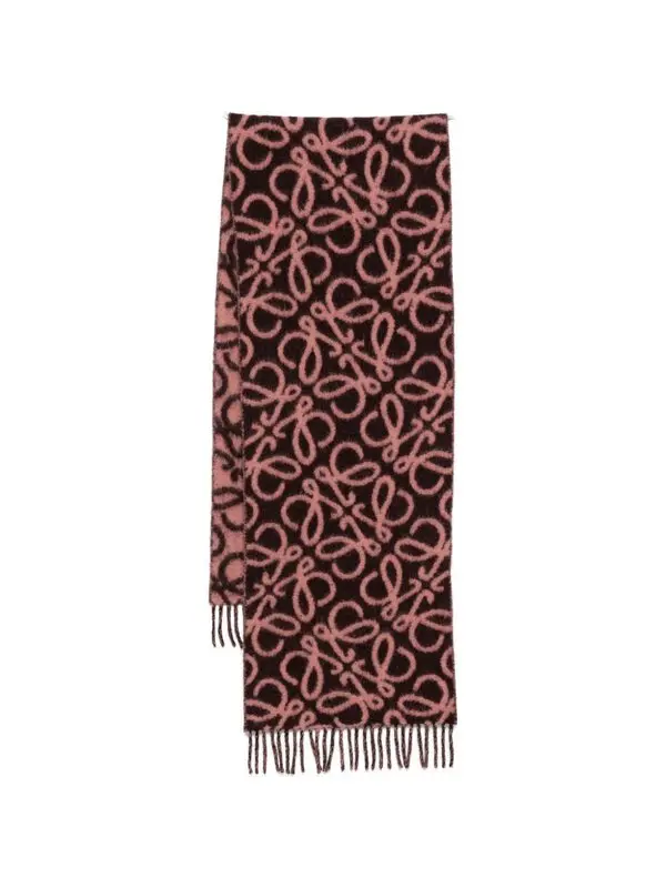 Loewe Anagram Wool Scarf - Brown