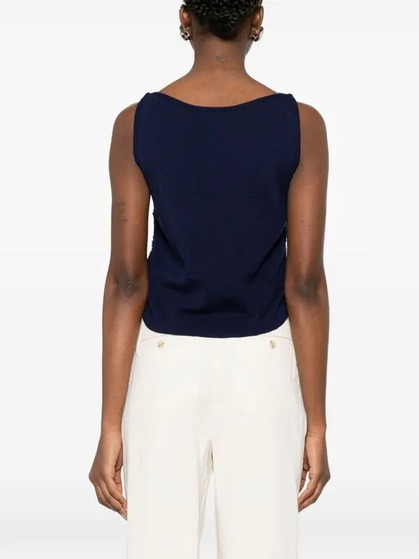DUNST Sleeveless Top With Drawstring Detail - Blue