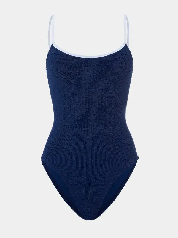 Hunza G Pamela One-piece Swimsuit Contrast Trim - Navy/white