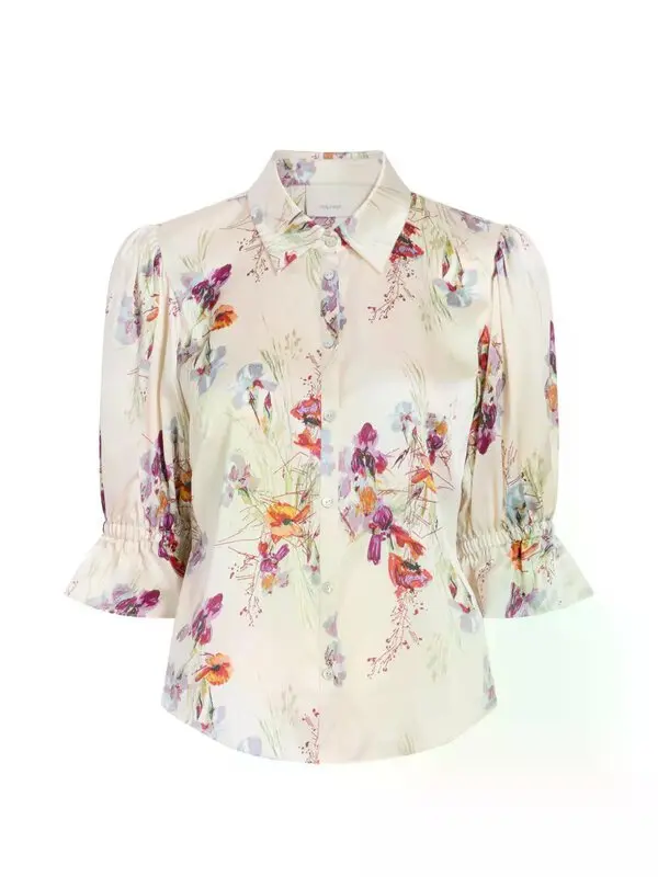 Cinq À Sept Iris Bouquet Fiona Ruffled Floral Shirt - Neutrals