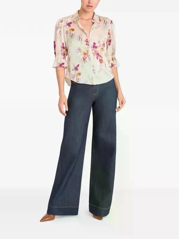 Cinq À Sept Iris Bouquet Fiona Ruffled Floral Shirt - Neutrals