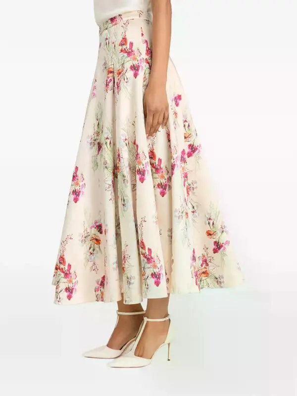 Cinq À Sept Iris Bouquet Hilda Floral Midi Skirt