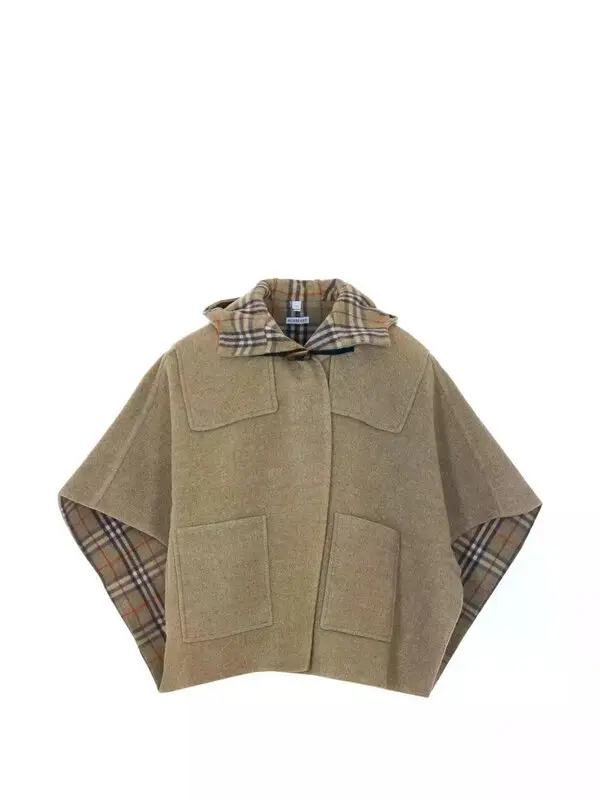 Burberry Hooded Duffle Cape - Neutrals
