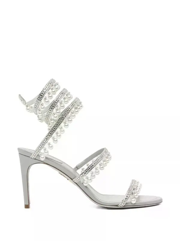 Rene Caovilla 80mm Cleo Embellished Sandals - Grey