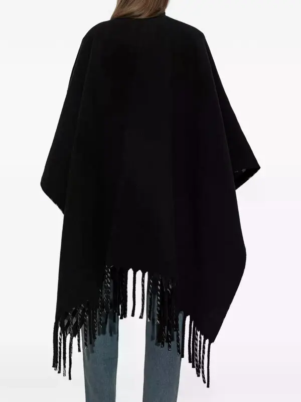 Burberry Wool Poncho With Fringed Trim