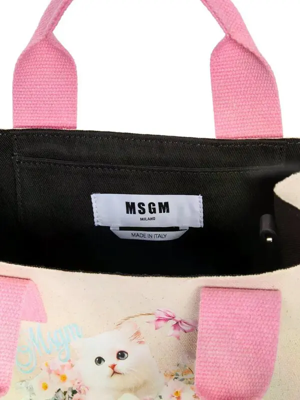 MSGM Printed Tote Bag - Neutrals
