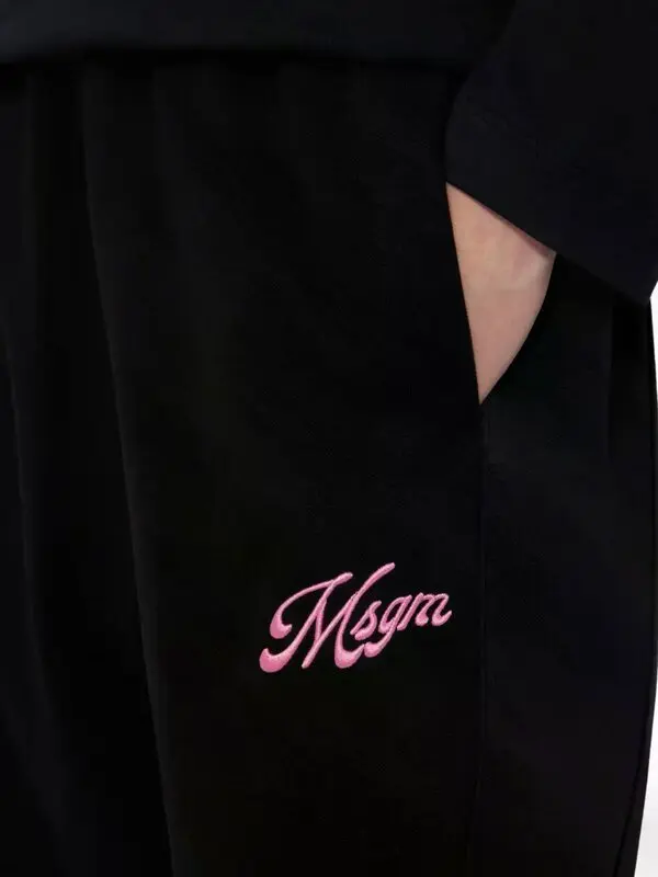MSGM Logo Embroidered Track Pants - Black