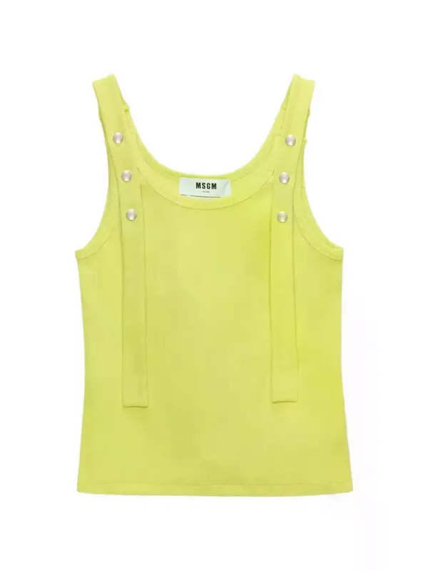 MSGM Tie Strap Top With Pearl Embellishments - Yellow