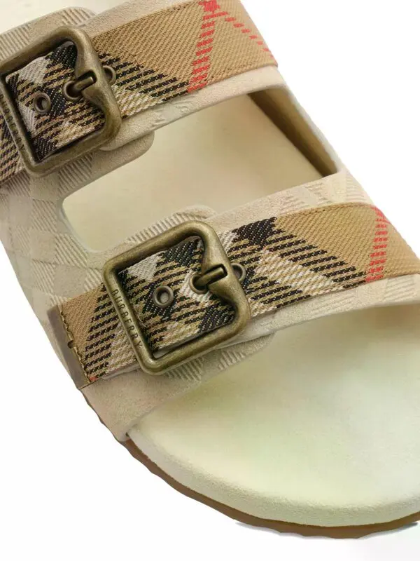 Burberry Check Embossed Strap Sandals - Neutrals