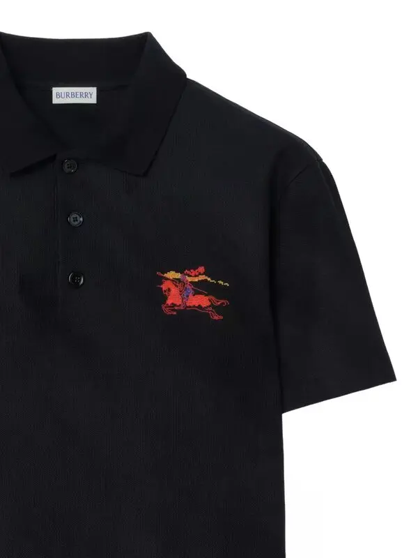 Burberry Ekd Cotton Polo Shirt - Black