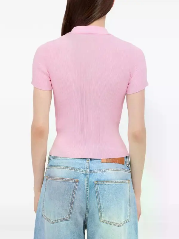 MSGM Ribbed Knit Polo Shirt