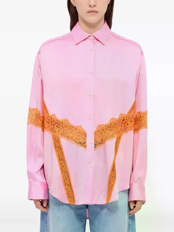MSGM Lace Panel Shirt - Pink