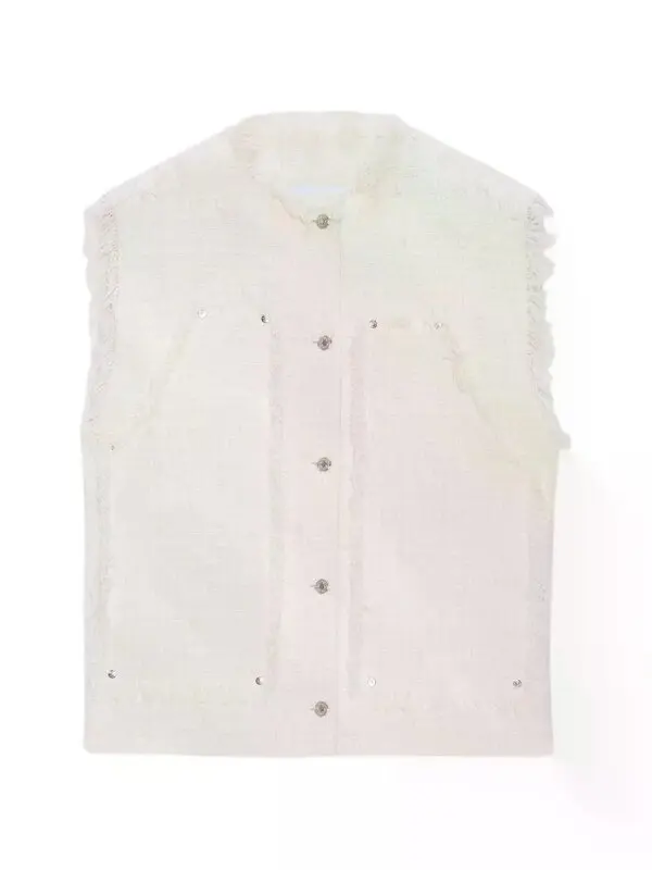 MSGM Frayed Buttoned Vest - Neutrals