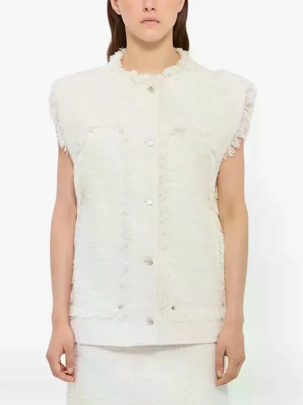 MSGM Frayed Buttoned Vest - Neutrals