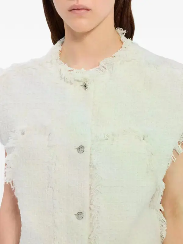 MSGM Frayed Buttoned Vest - Neutrals