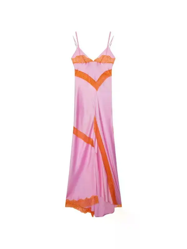 MSGM Lace-detailed Panelled Maxi Dress - Pink