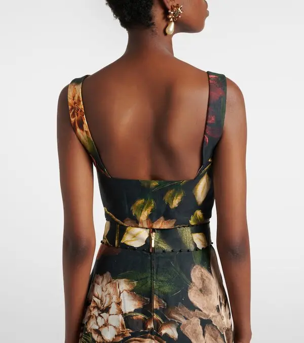 Agua Bendita Floral Linen Crop Top