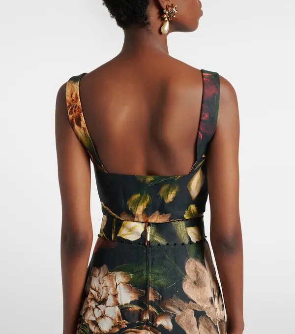 Agua Bendita Floral Linen Crop Top