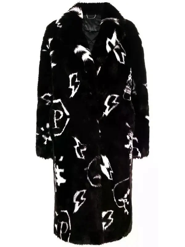 Philipp Plein Monogram Faux Fur Coat
