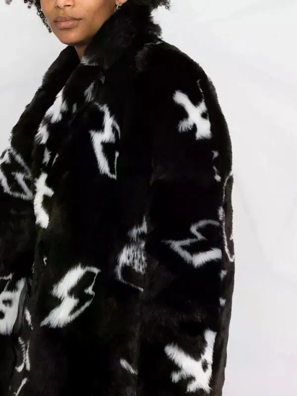 Philipp Plein Monogram Faux Fur Coat