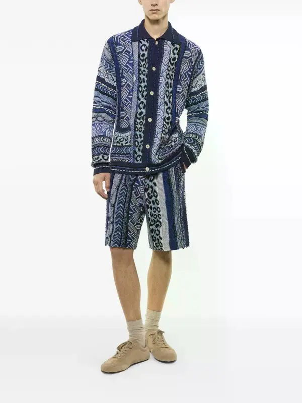 LANEUS Patterned Polo Cardigan