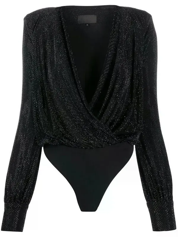 Philipp Plein Crystal-embellished Wrap Bodysuit
