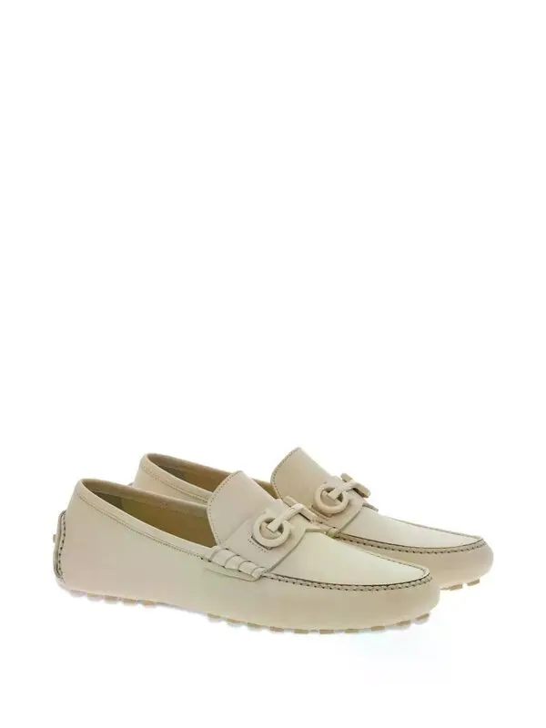 FERRAGAMO Gancini-plaque Leather Loafers