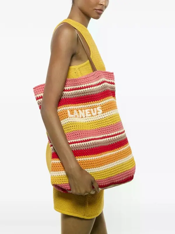 LANEUS Striped-pattern Shoulder Bag