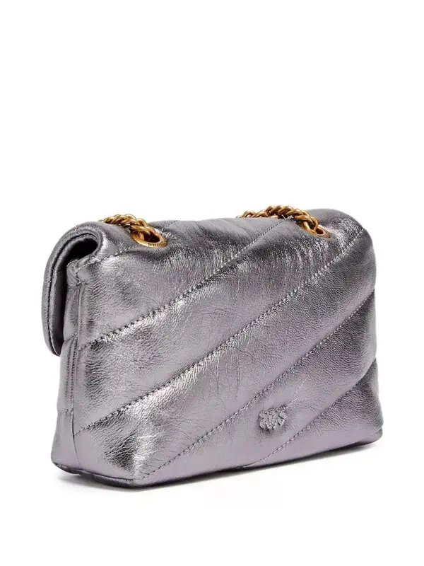 Pinko Love Puff Cross Body Bag With Quilted Design And Chain Strap - Grey