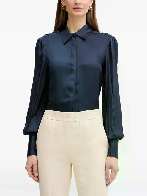 FRACOMINA Puff-sleeve Button-up Shirt - Blue