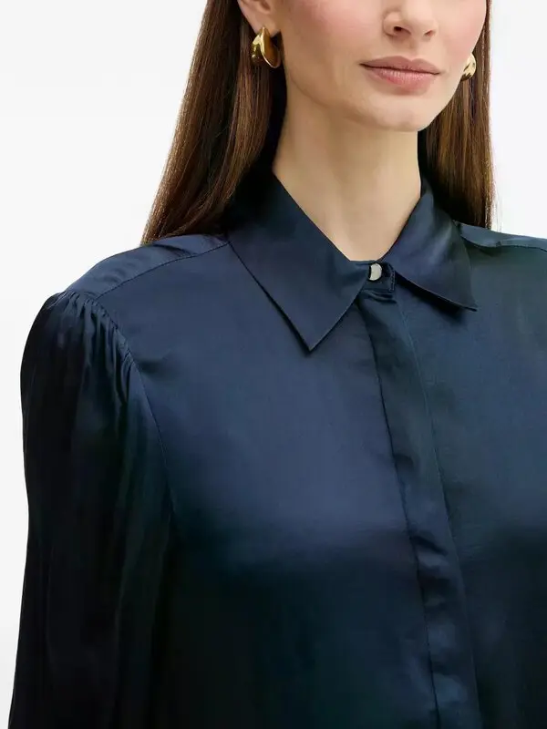 FRACOMINA Puff-sleeve Button-up Shirt - Blue