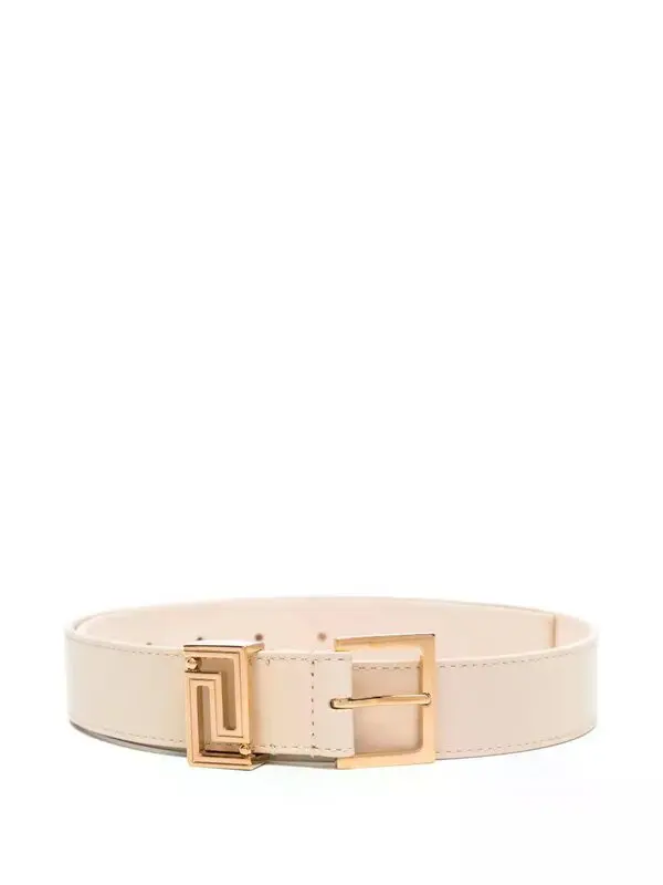 Versace Square Buckle Leather Belt - Neutrals