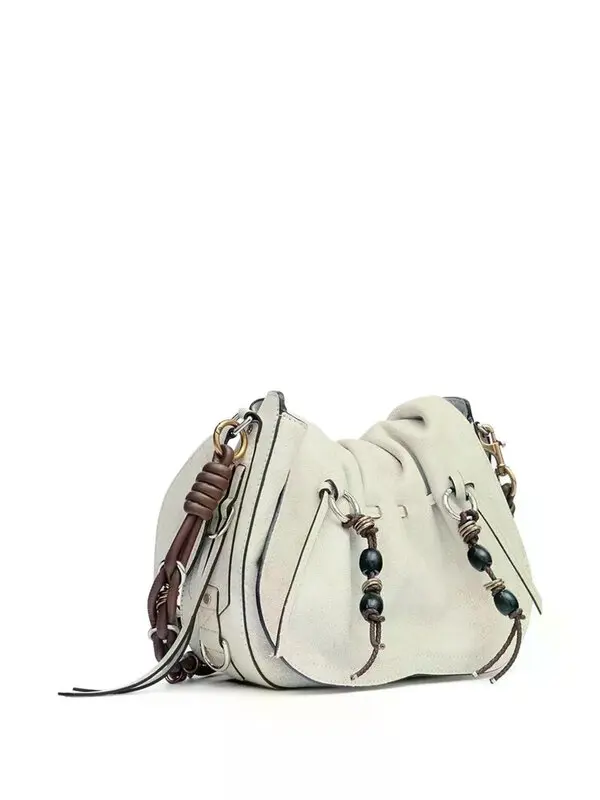 Isabel Marant Étoile Bolton Ruched Beaded Shoulder Bag - Neutrals