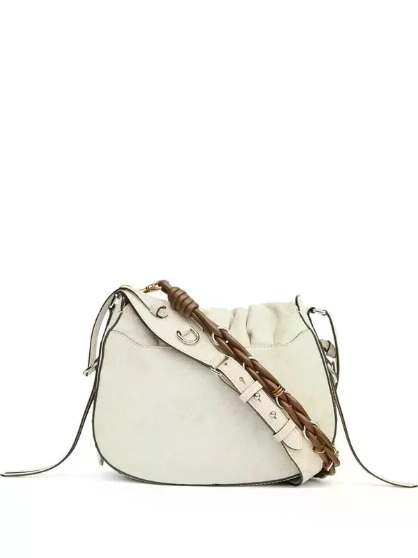 Isabel Marant Étoile Bolton Ruched Beaded Shoulder Bag - Neutrals