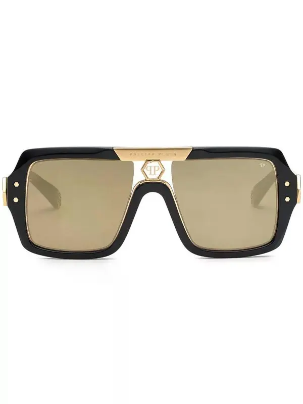 Philipp Plein Logo-plaque Square-frame Sunglasses - Black