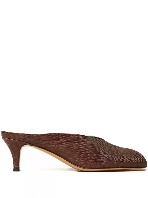 TWINSET Embossed Leather Heeled Sandals - Brown