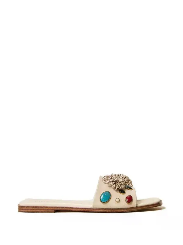 TWINSET Stone-embellished Flat Sandals - Neutrals