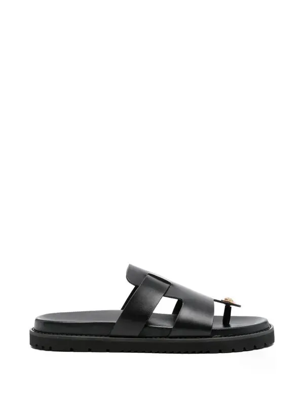 Versace Calf Leather Medusa Emblem Thong Sandals
