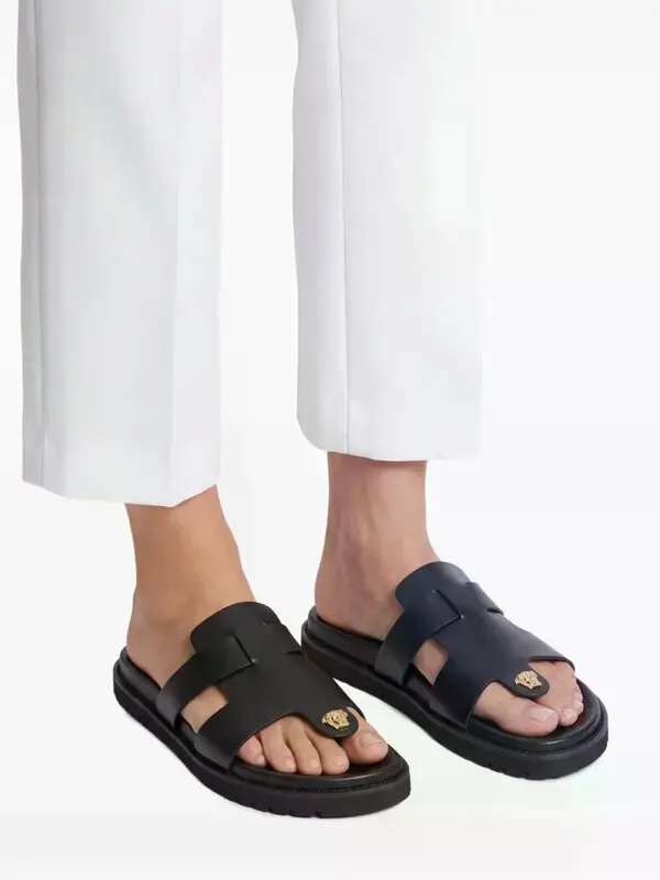 Versace Calf Leather Medusa Emblem Thong Sandals