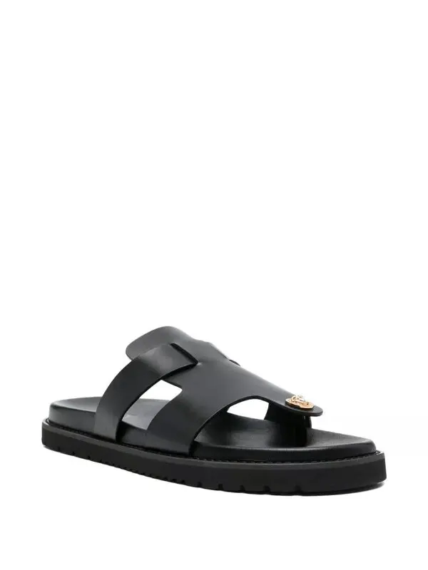 Versace Calf Leather Medusa Emblem Thong Sandals