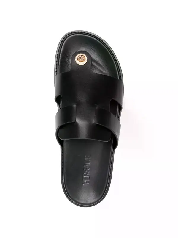 Versace Calf Leather Medusa Emblem Thong Sandals