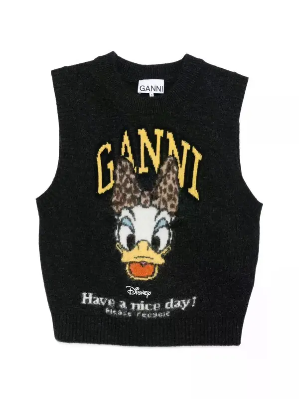 GANNI Disney Graphic Wool Vest - Grey