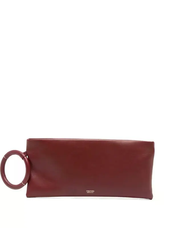TOM FORD Leather Clutch With Round Handle - Red