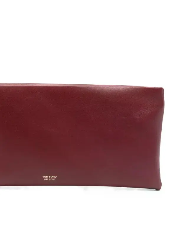 TOM FORD Leather Clutch With Round Handle - Red