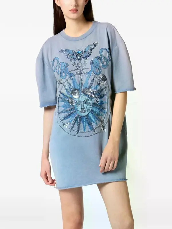 Philipp Plein Mini Butterfly-motif Dress - Blue