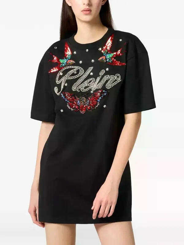 Philipp Plein Mini Open-back Embellished Dress